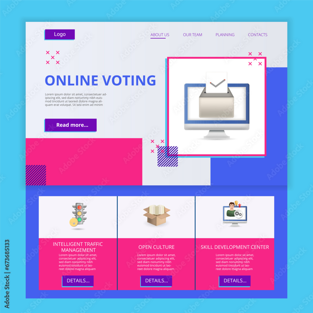 Online voting flat landing page website template. Intelligent traffic ...