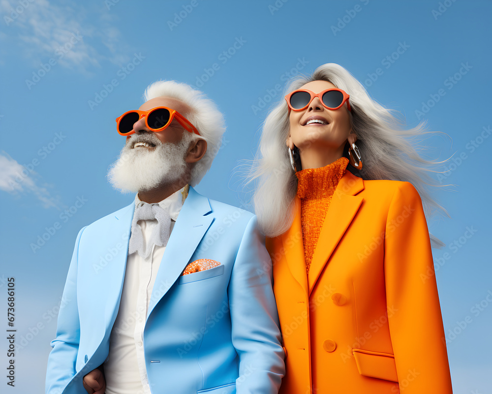 Beautiful Scene with a Loving Older Newlywed Couple Hugging and ...