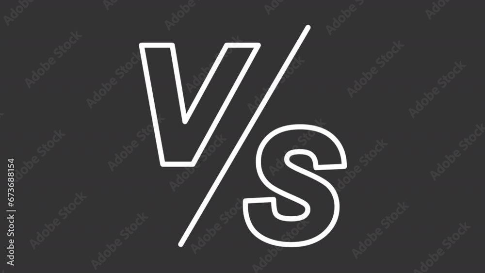 2D white creative thin line animation of versus icon, HD video with ...