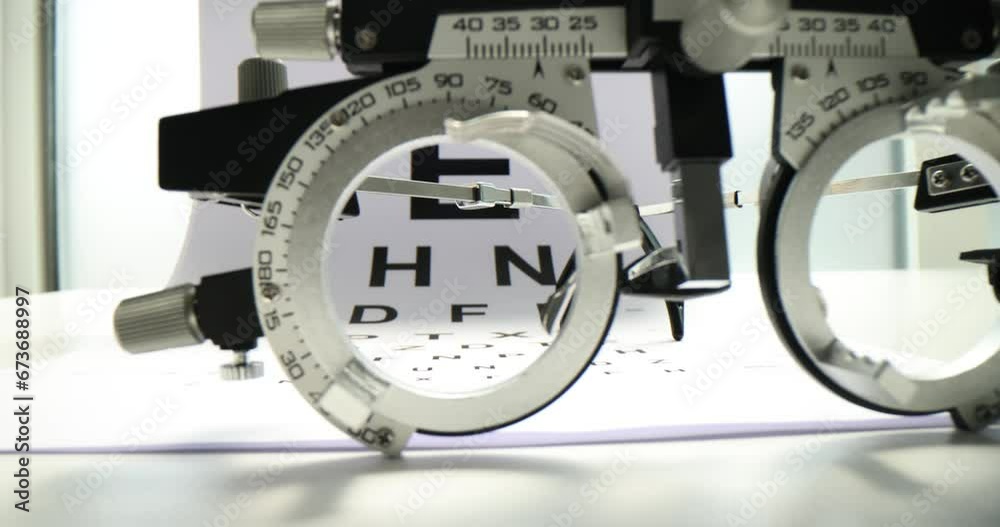 Glasses on paper Snellen chart to measure visual acuity. Medical ...