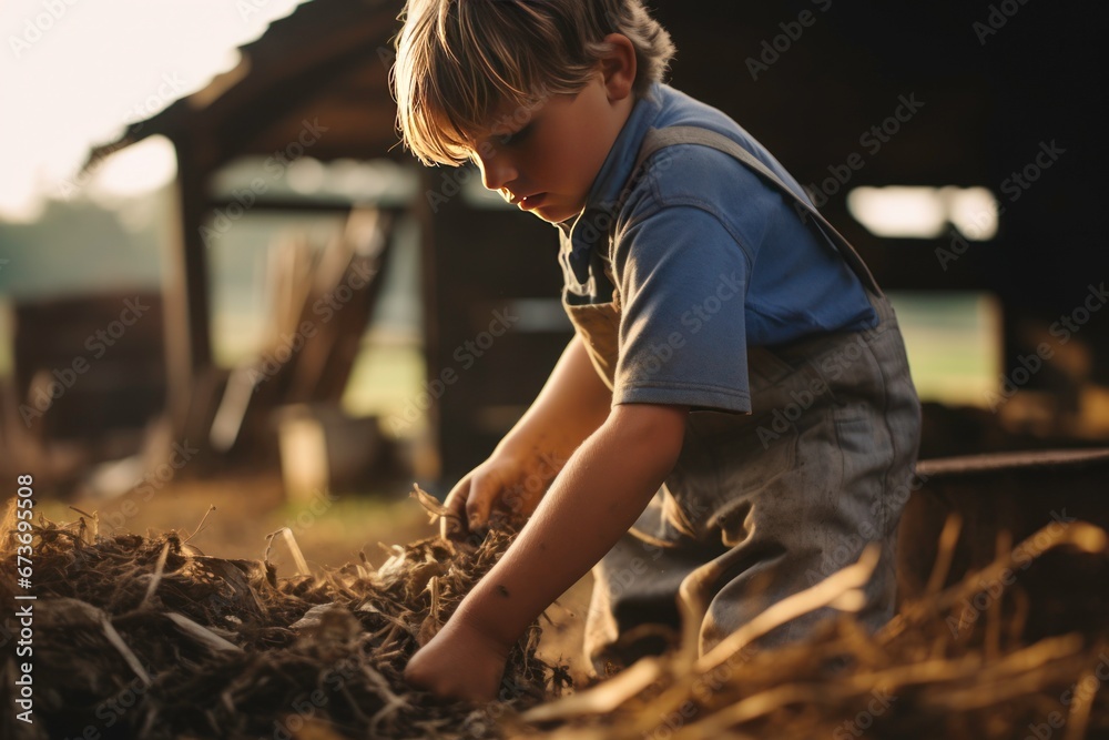 Young boy planting a tree. with happy face in the garden. Stock ...