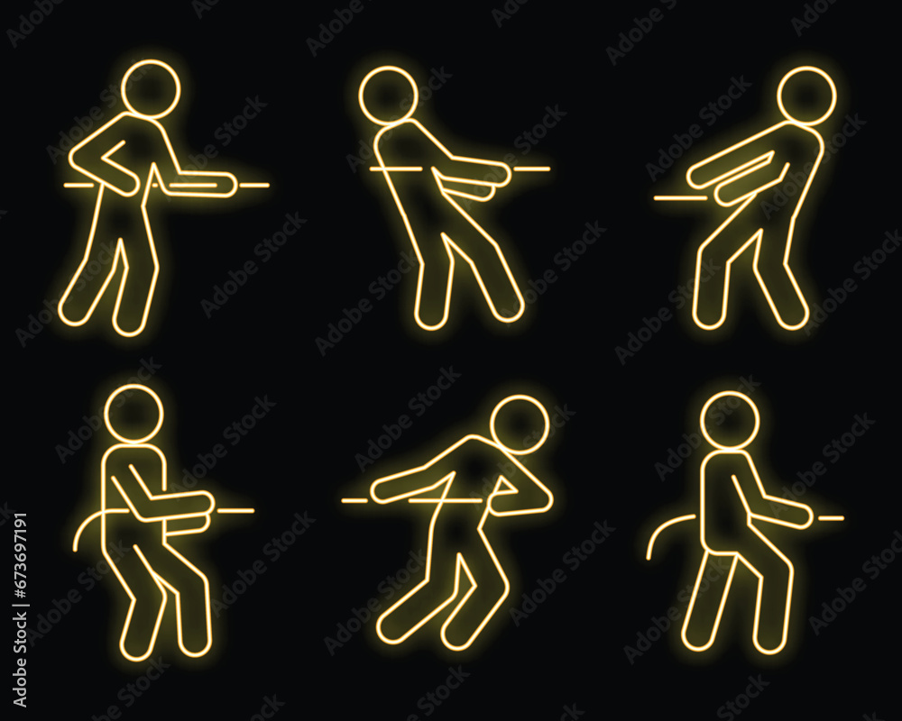 Tug of war game icons set. Outline set of tug of war game vector icons ...