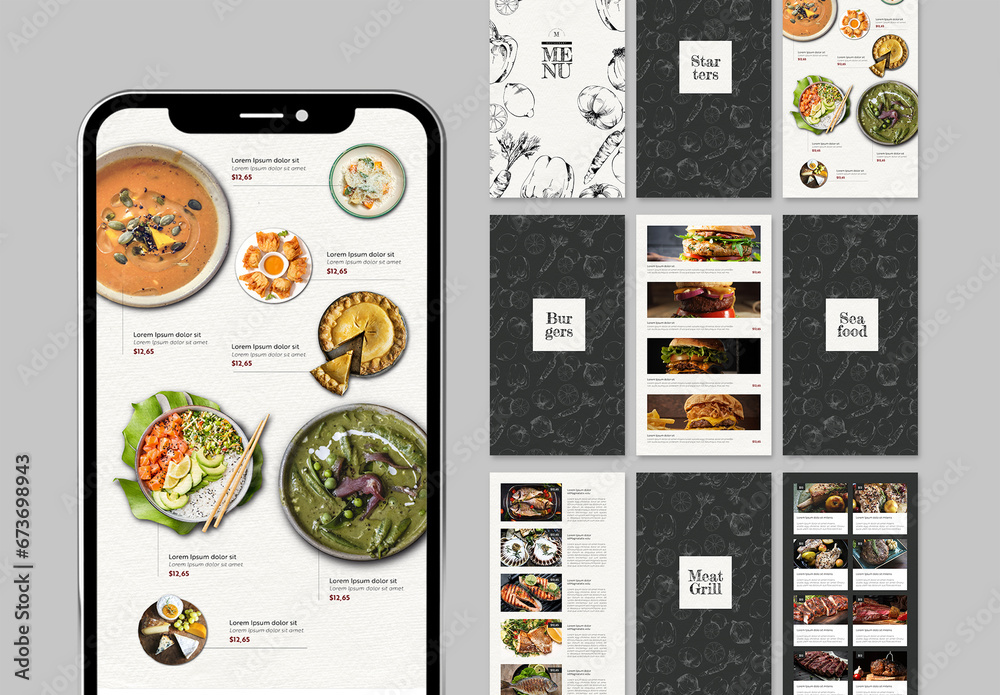Mobile Restaurant Menu Stock Template | Adobe Stock
