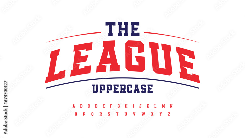 Sport league typography alphabet. Original font with uppercase letters ...