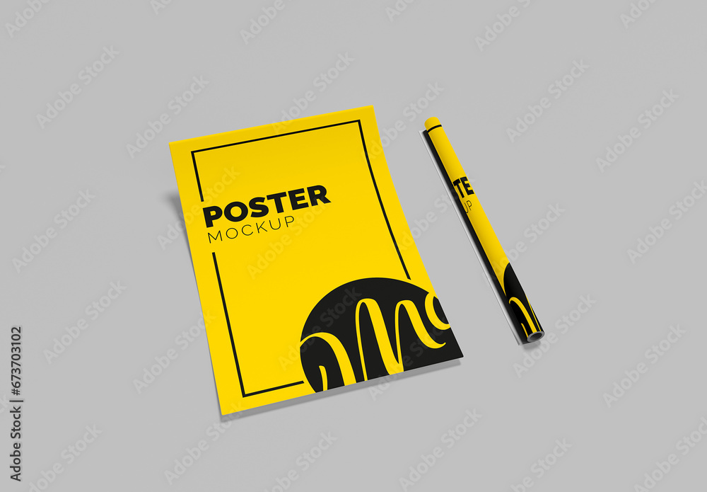 Stretched and Rolled Poster Mockup Stock Template | Adobe Stock