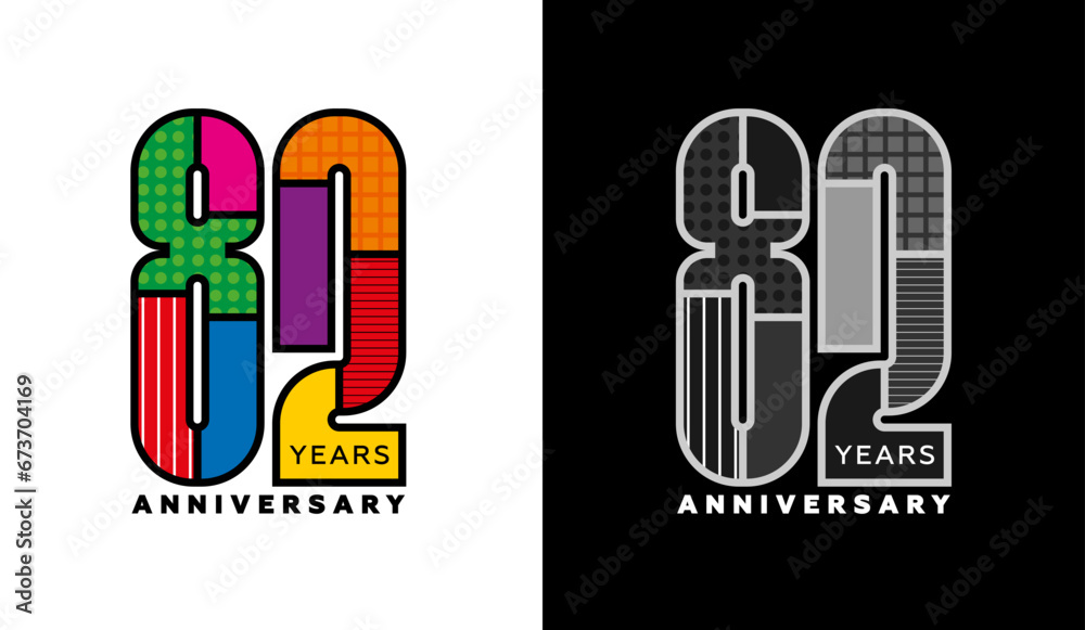 82nd anniversary, eighty-two logo set, colorful logo for celebration ...