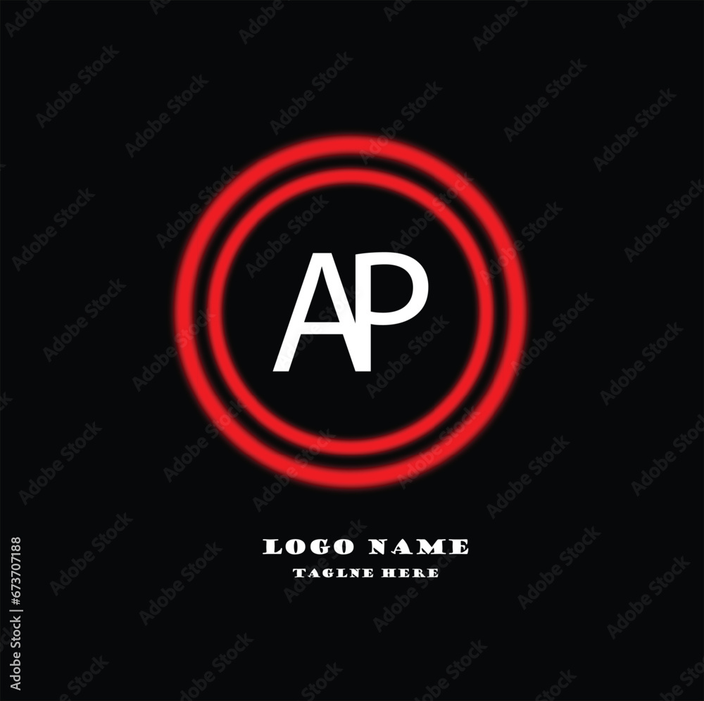 A P Logo. AP Letter Design Template Vector with Black Red Color Initial ...
