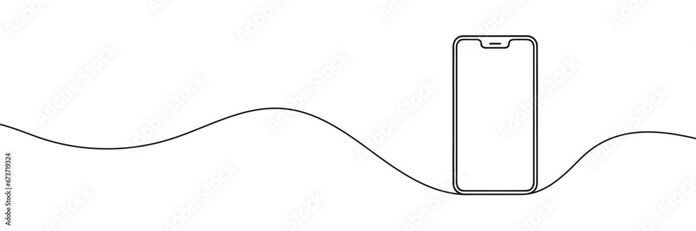 smartphone drawn with one line isolated. Vector illustration Stock ...