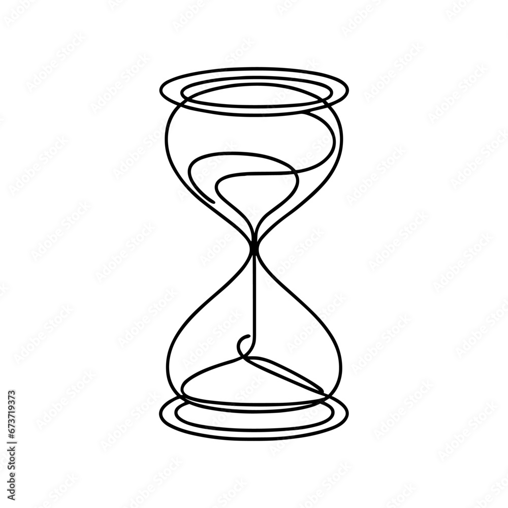 hourglass drawn with one line isolated. Vector illustration Stock ...