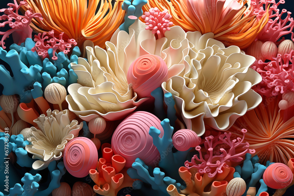 Waves of clay-like texture in this 3D background art depict a lively ...