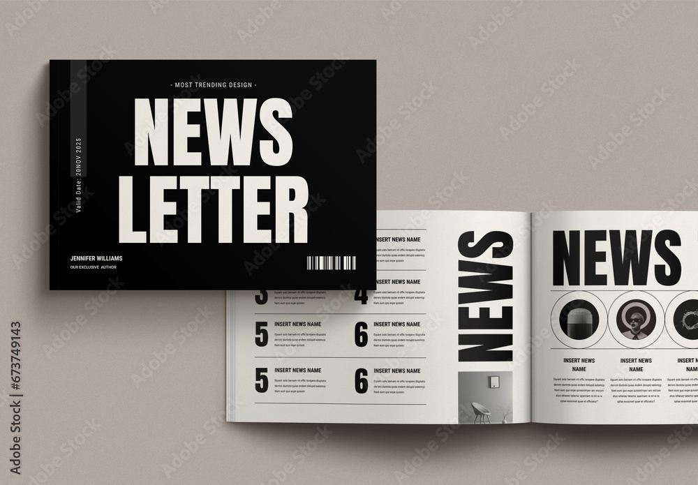 Newsletter Template Design Layout Landscape Stock Template | Adobe Stock