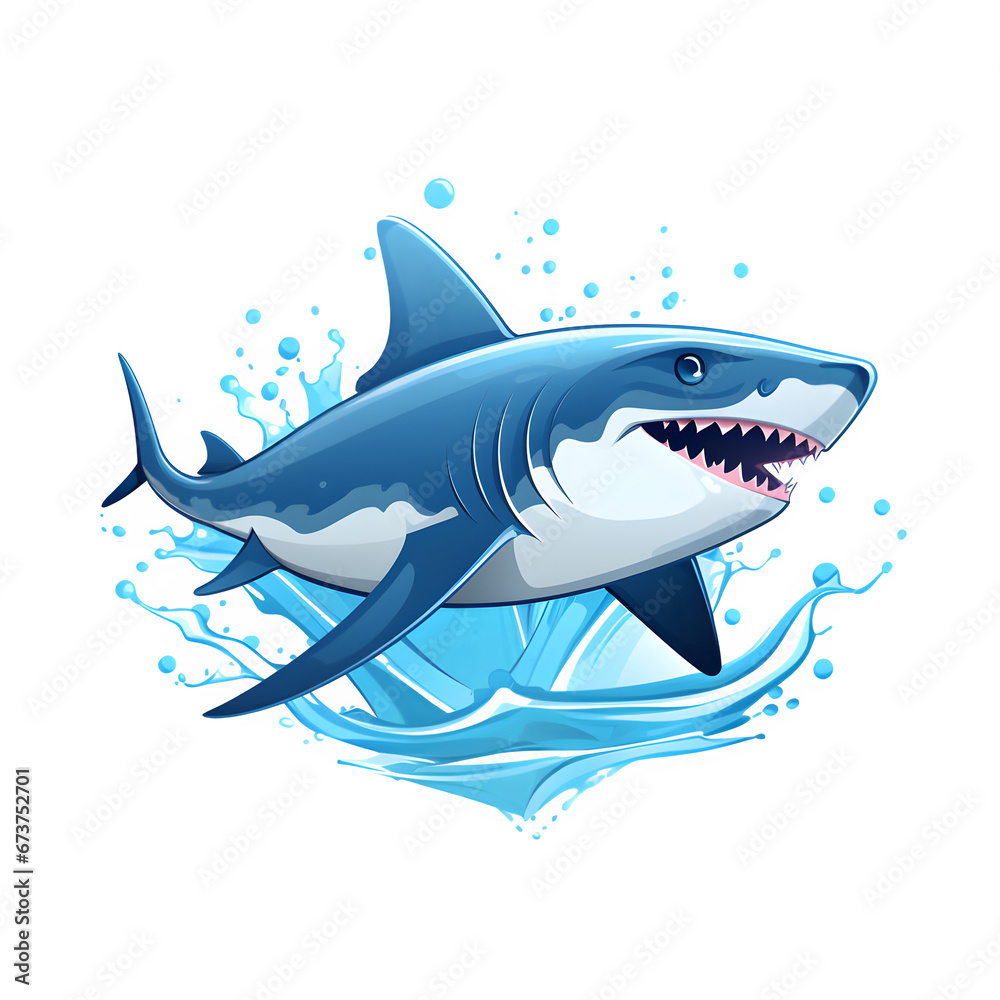 cartoon Blue shark vector illustration in transparent background ...