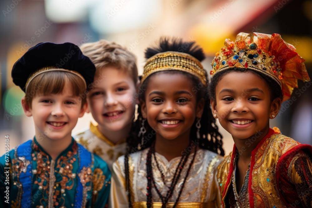 children wearing traditional costumes representing different cultures ...