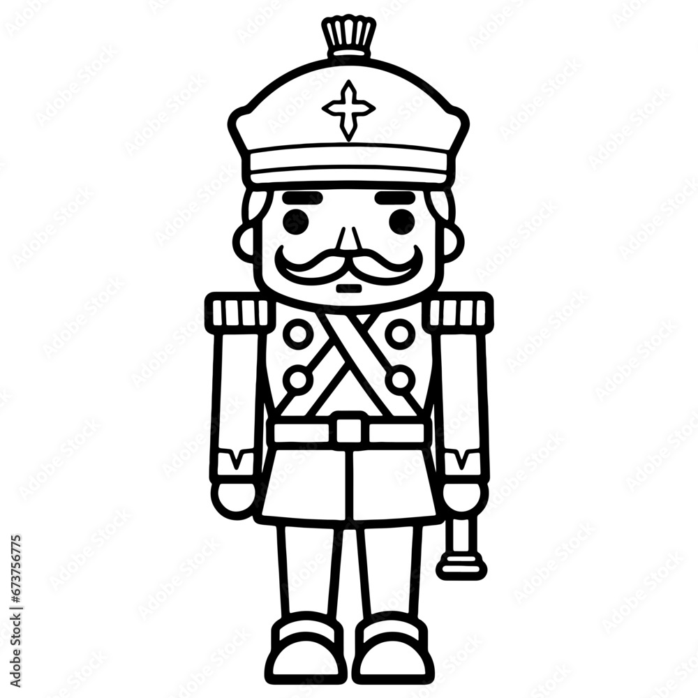 Line art of a cute Nutcracker , Svg file, black and white, outline art ...