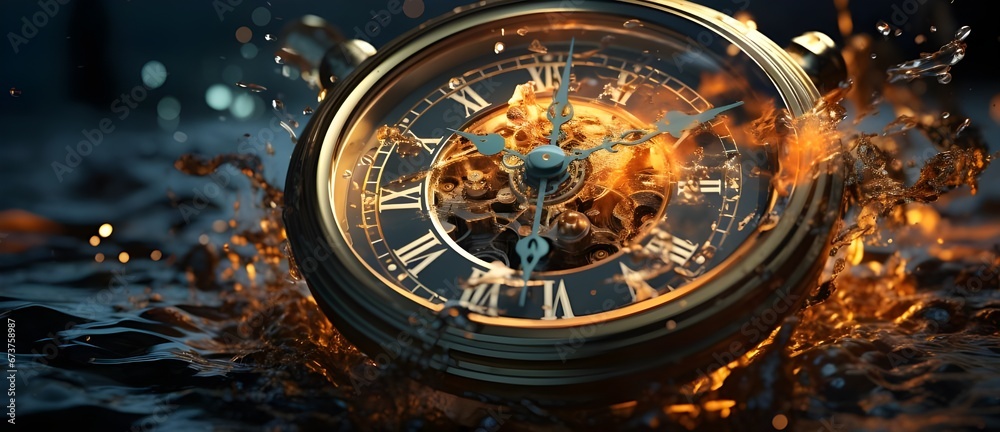 Concept of time has passed out, Time is running, Burned clock, Running ...