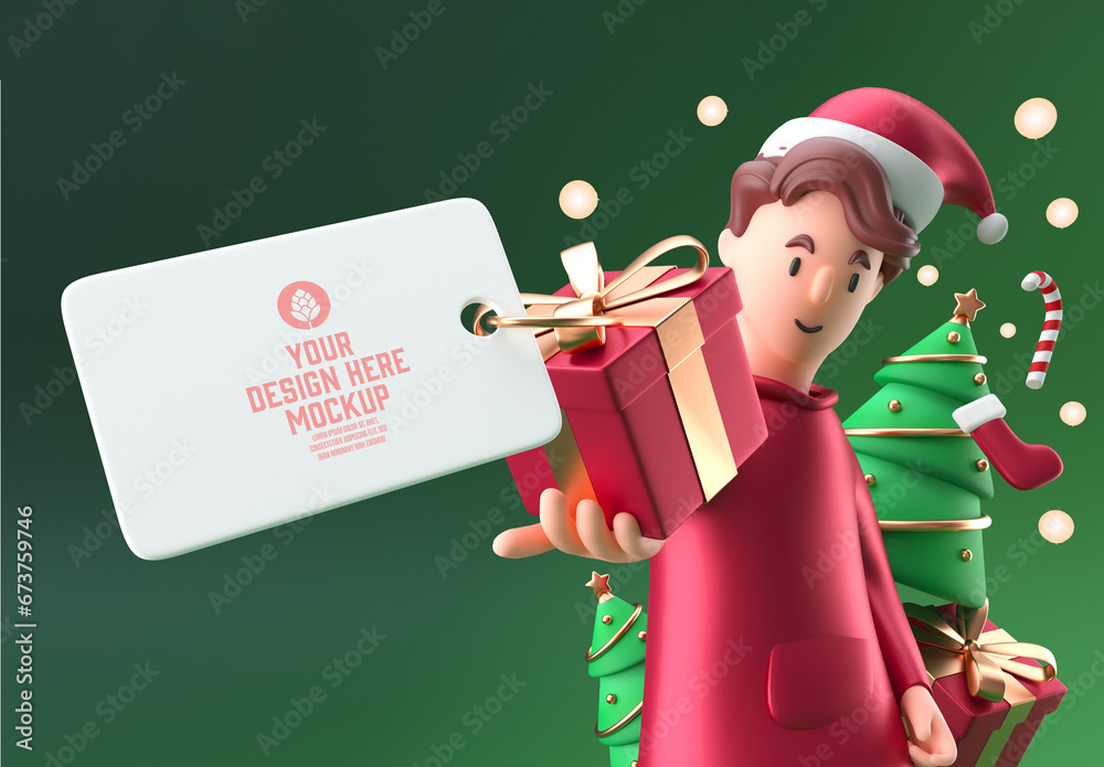 Christmas Santa with Mobile Concept Mockup Stock Template | Adobe Stock