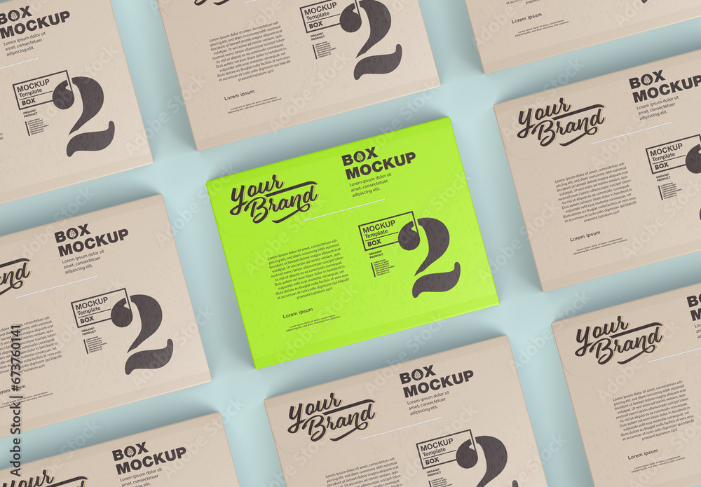 Set of Flat Cardboard Boxes Mockup Stock Template | Adobe Stock