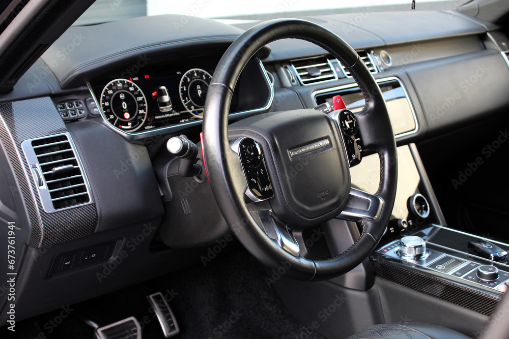 Vinnytsia, Ukraine; November 02, 2023. Black Land Rover Range Rover ...