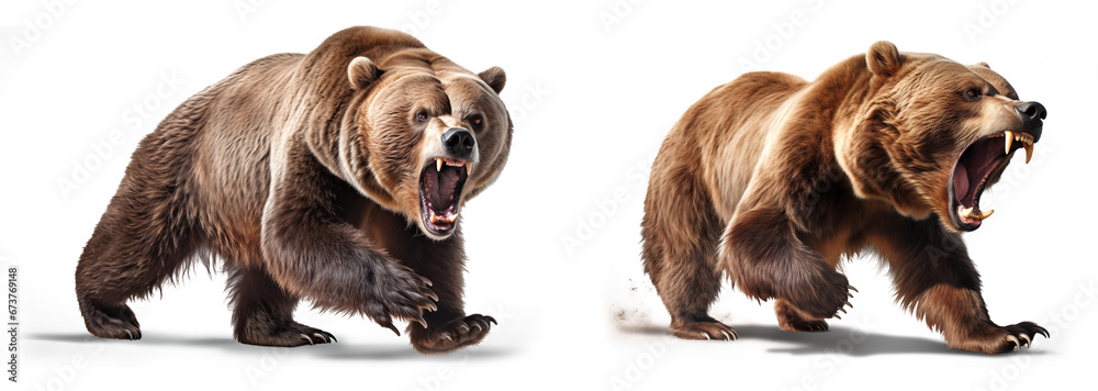 Brown bear attack. Illustration with a big grizzly bear. Generative AI ...