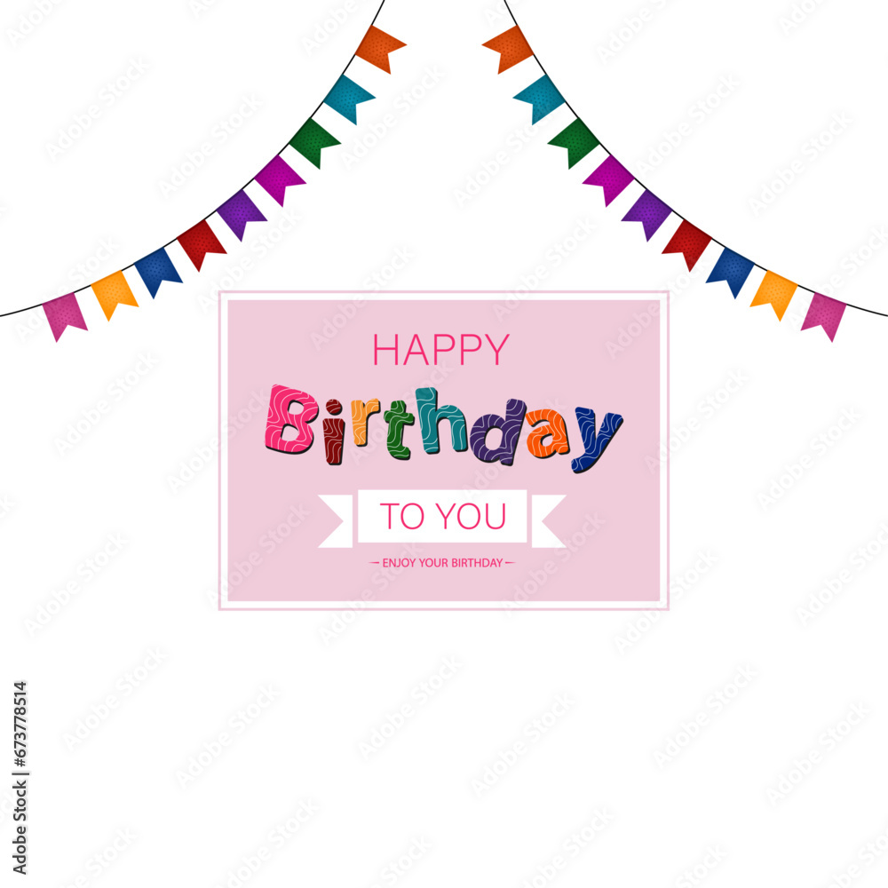 birthday concept card with colorful festive flag garlands vector ...