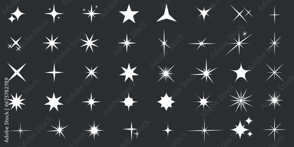 Vector set of different sparkles icons. Collection of star sparkles ...