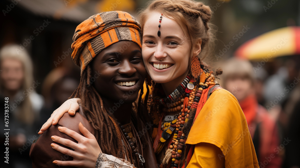 Cultural Hugs: People from various cultures exchanging traditional ...