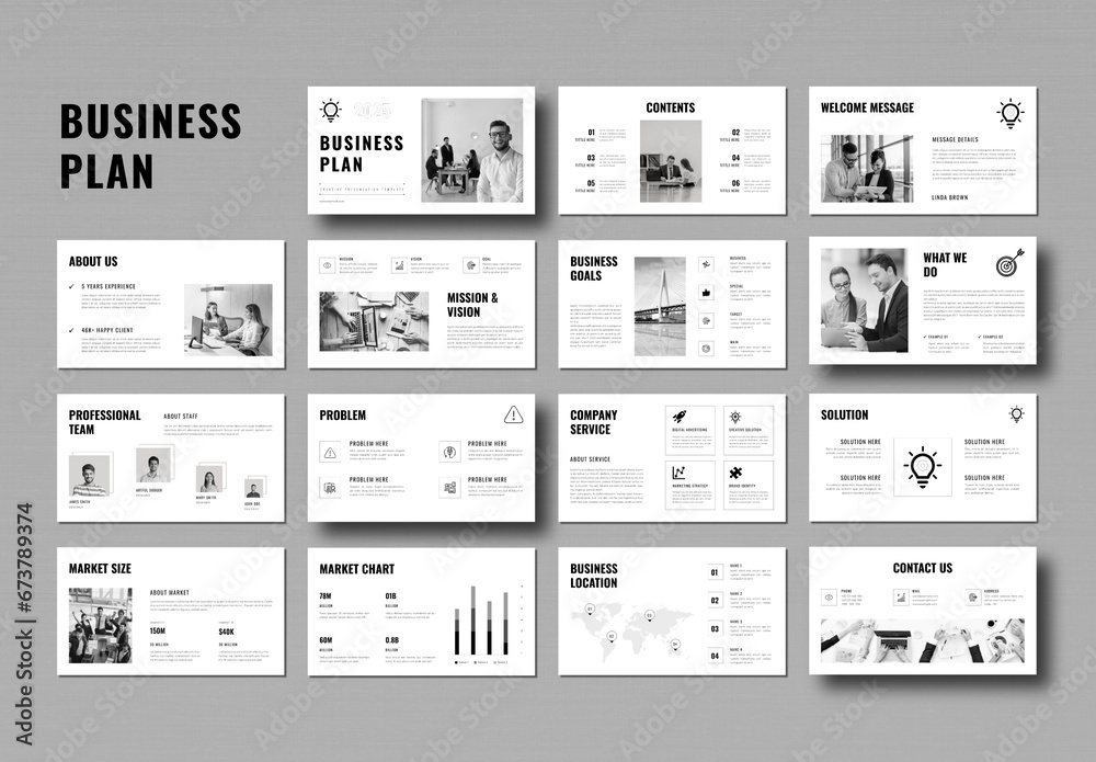 Business Plan Presentation Layout Stock Template | Adobe Stock
