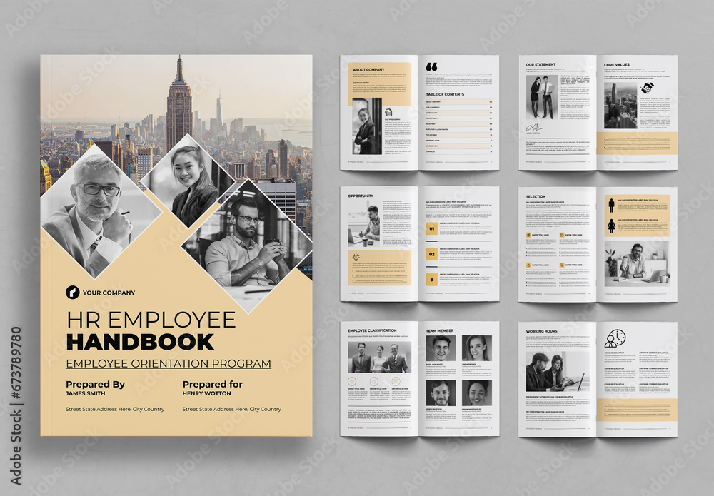 HR Employee Handbook - Employee Welcome Book Stock Template | Adobe Stock