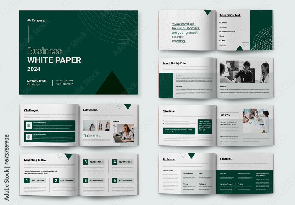 Landscape White Paper Layout Stock Template | Adobe Stock