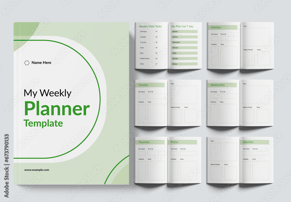 Weekly Planner Layout Stock Template | Adobe Stock