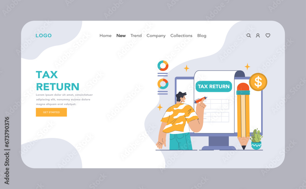 Tax optimization web banner or landing page. Financial efficiency ...