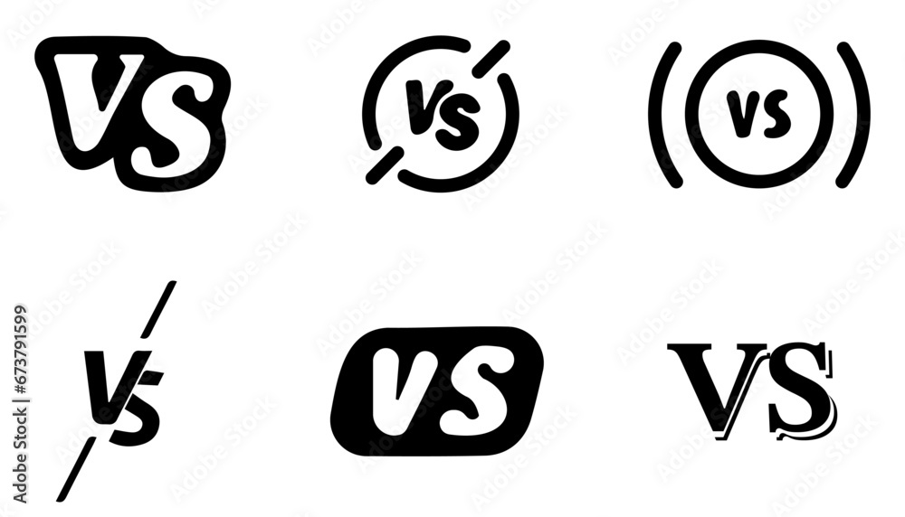 Versus logo for competition, championship. Set of versus icons in black ...