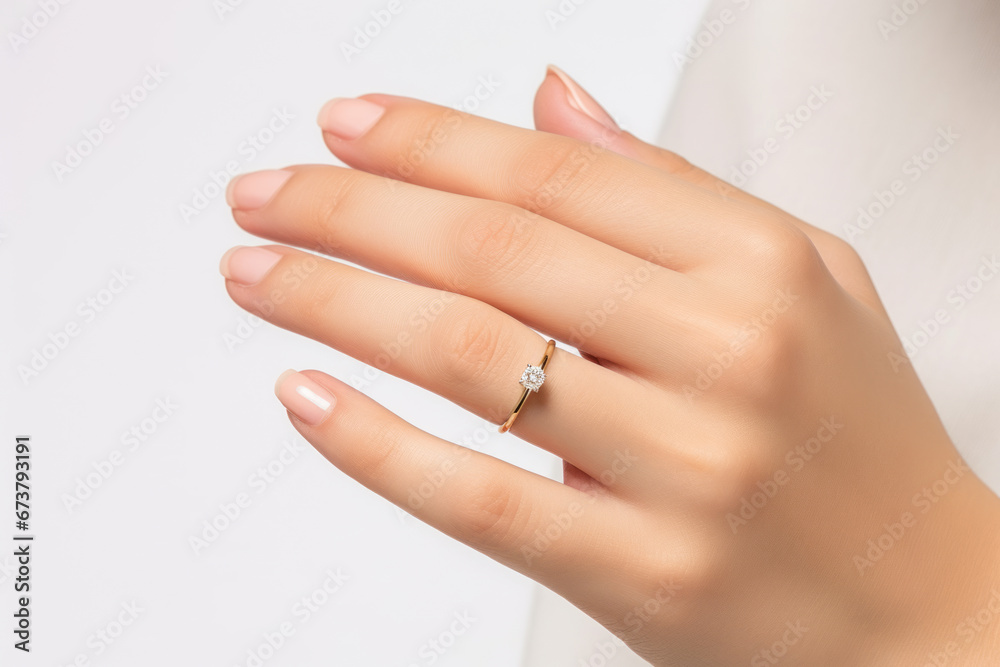 A diamond ring on a woman's hand. Congratulations with love and ...