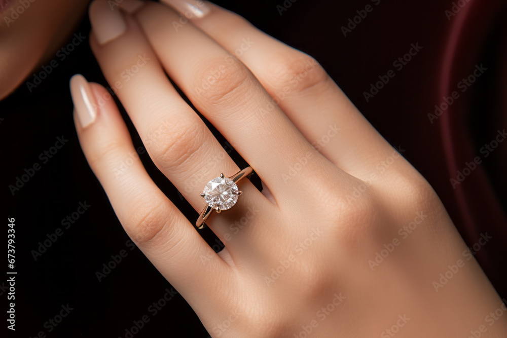 A diamond ring on a woman's hand. Congratulations with love and ...