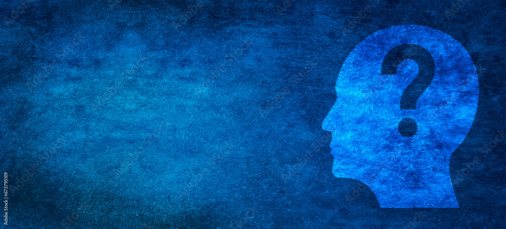 Brain with question mark on abstract blue wall background Stock ...