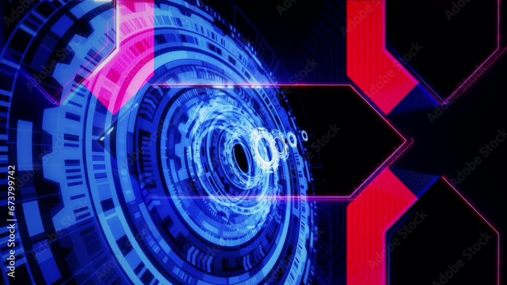 Five Seconds Countdown Timer With Abstract Blue Digital Hud Technology