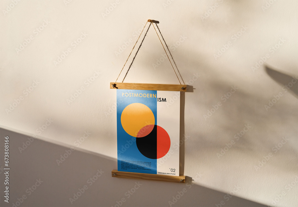 Mockup of customizable vertical A4 / A3 poster frame hanging on wall ...