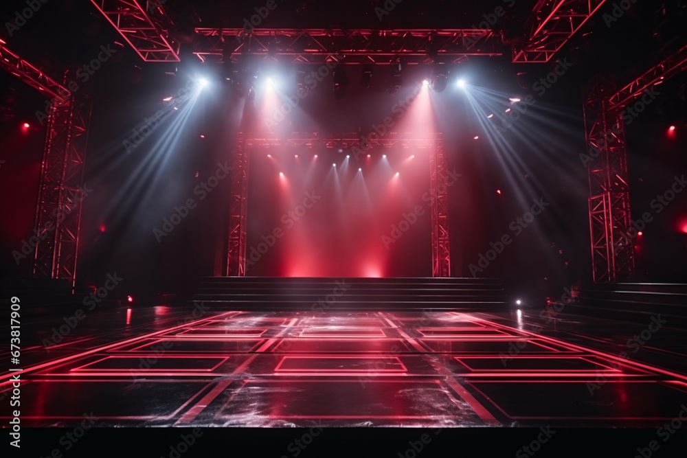 Rock concert stage light background with spotlight illuminated the ...