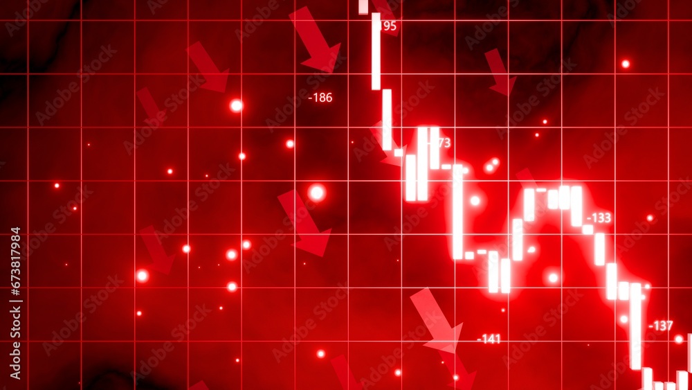 Empty, Template, 3D illustration of a bearish market with glow red ...
