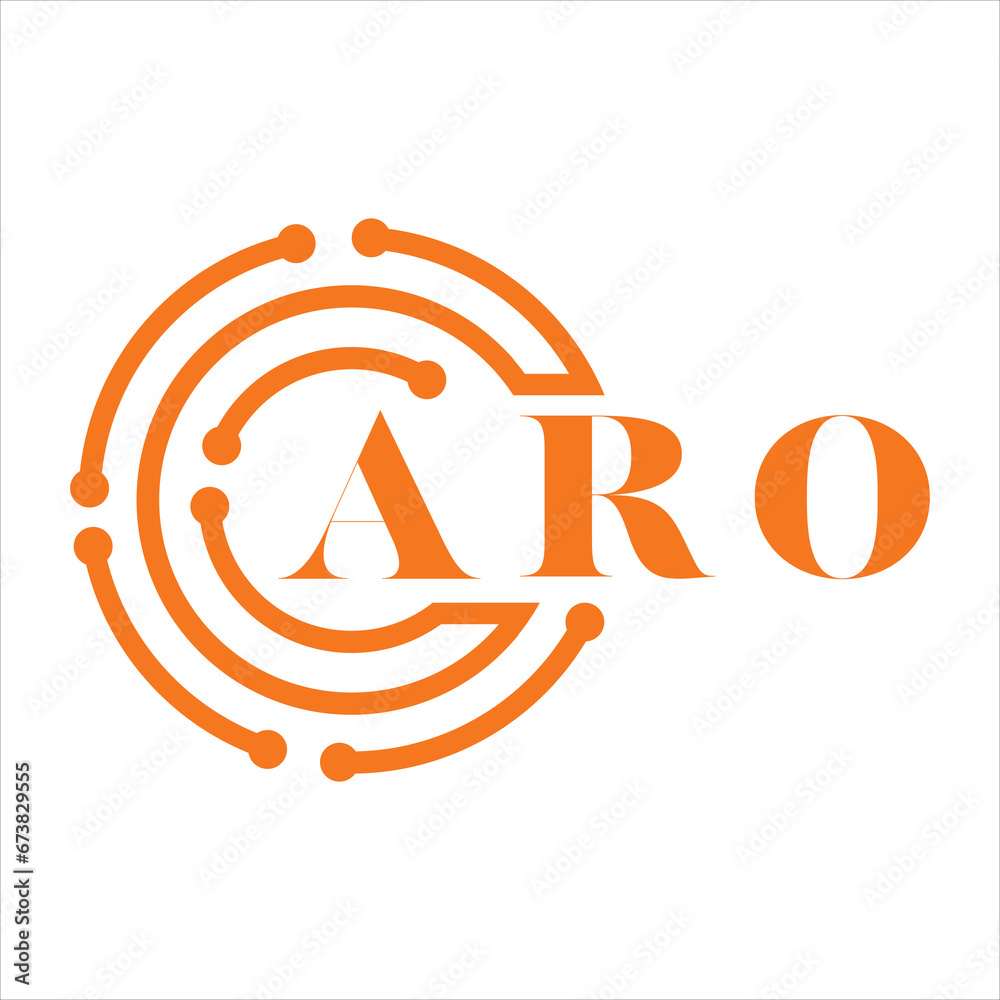 ARO letter design.ARO letter technology logo design on white background ...