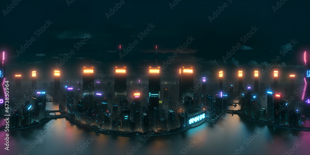 Panaromic Cyberpunk Sky 360 degree - generative ai, üretken, yapay zeka ...