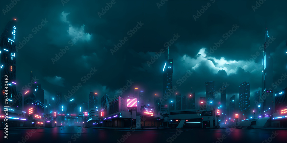 Panaromic Cyberpunk Sky 360 degree - generative ai, üretken, yapay zeka ...