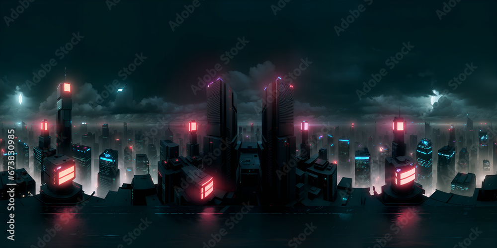 Panaromic Cyberpunk Sky 360 degree - generative ai, üretken, yapay zeka ...