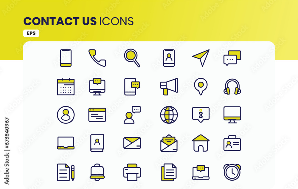 Set of Contact Us Icons simple line style. Contact and Communication ...