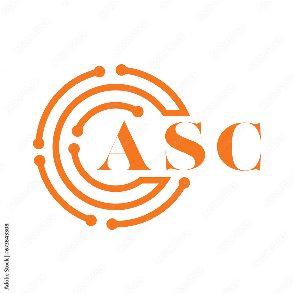 ASC letter design. ASC letter technology logo design on white ...