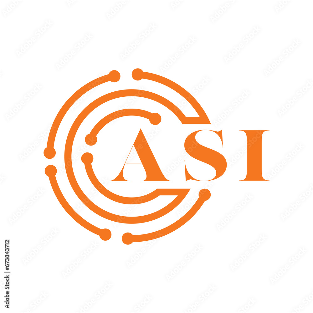 ASI letter design. ASI letter technology logo design on white ...
