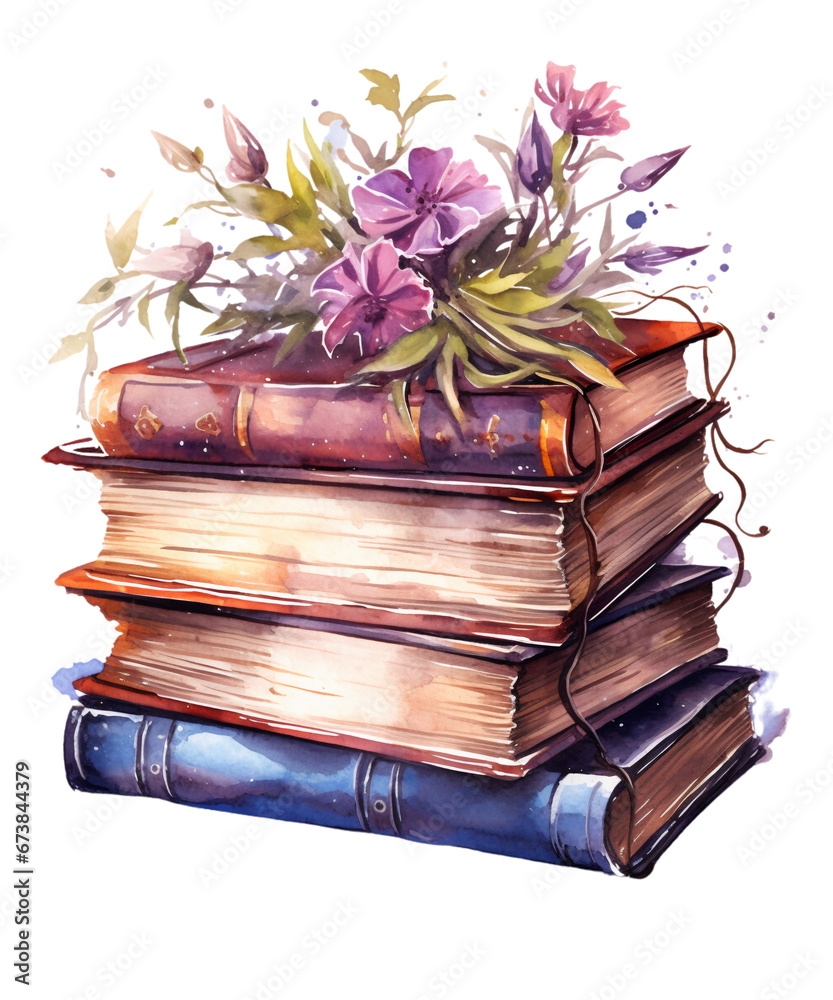 sublimation Fantasy Books with Watercolor Art, Transparent Background ...