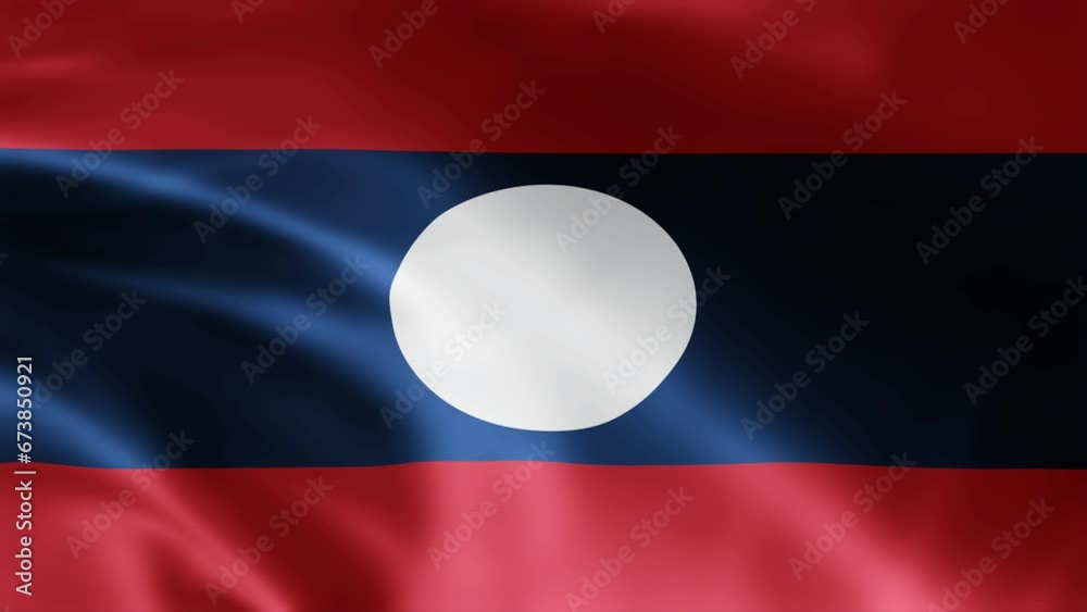 Laos flag is waving 3D animation. Laos flag waving in the wind ...