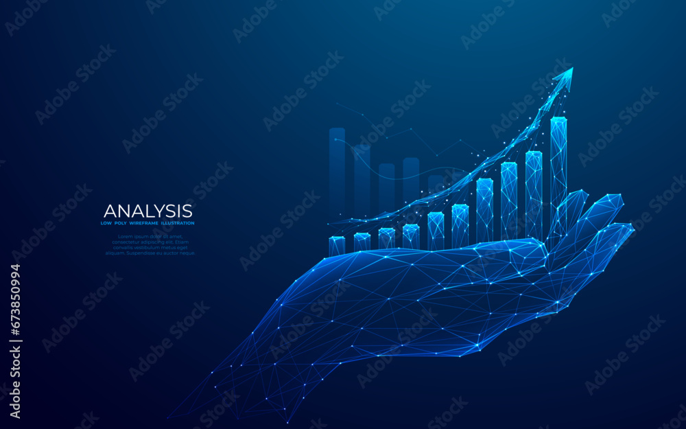 Abstract growth chart in a hand. Graph chart with up arrow in an arm ...