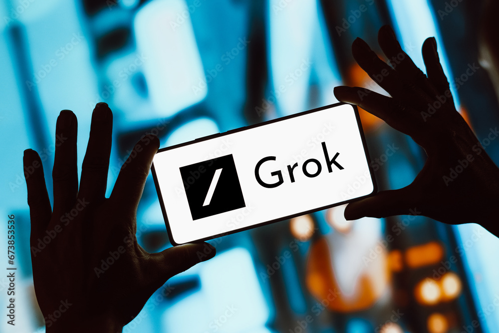 November 6, 2023, Brazil. In this photo illustration, the Grok logo is ...